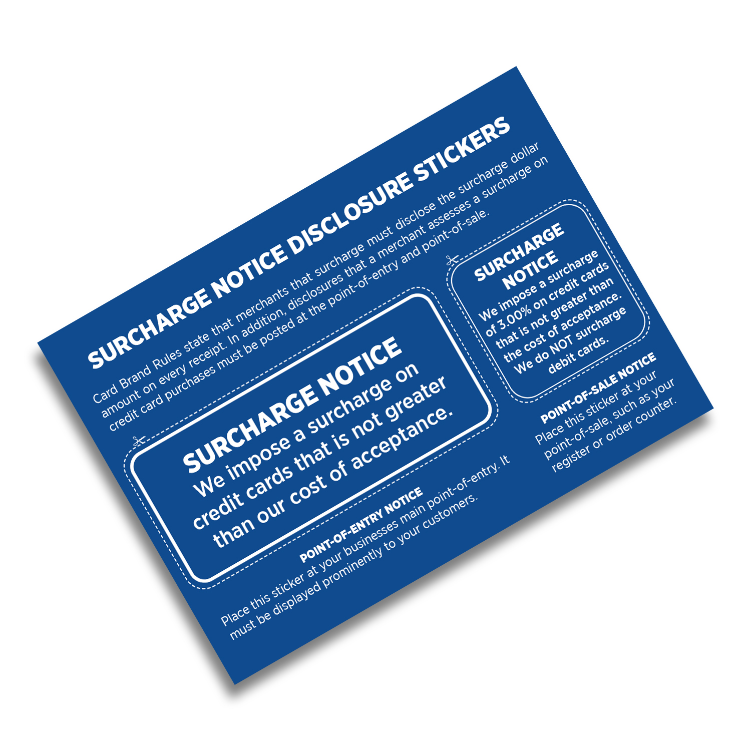 Surcharge Notice Sticker Sheet - SignaPay